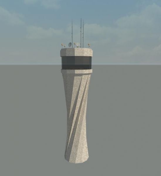 Air traffic control tower - complete with skyline - modlar.com