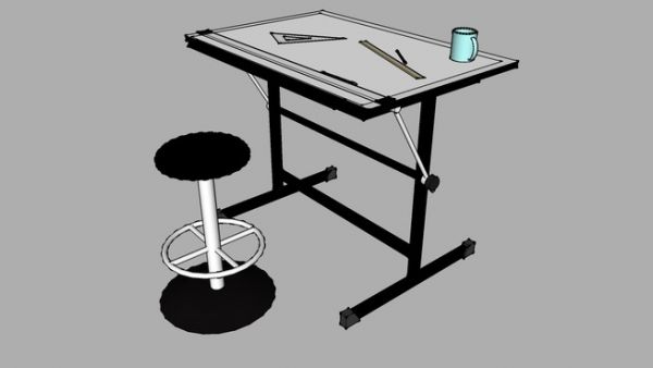 Drawing table with clutter - modlar.com