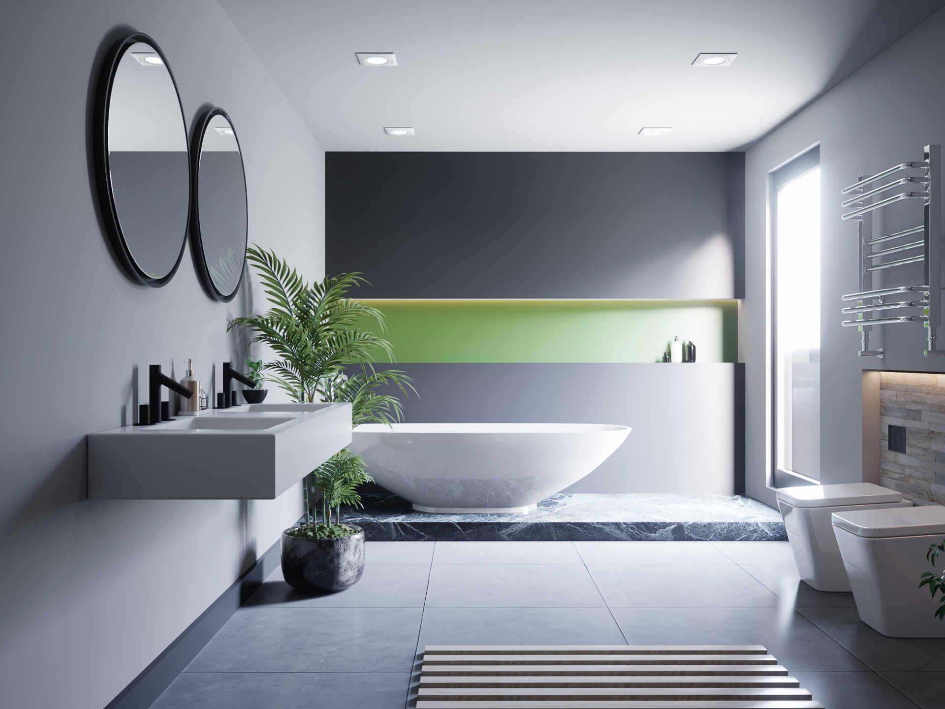 Modern Bathroom with Color Pop - modlar.com