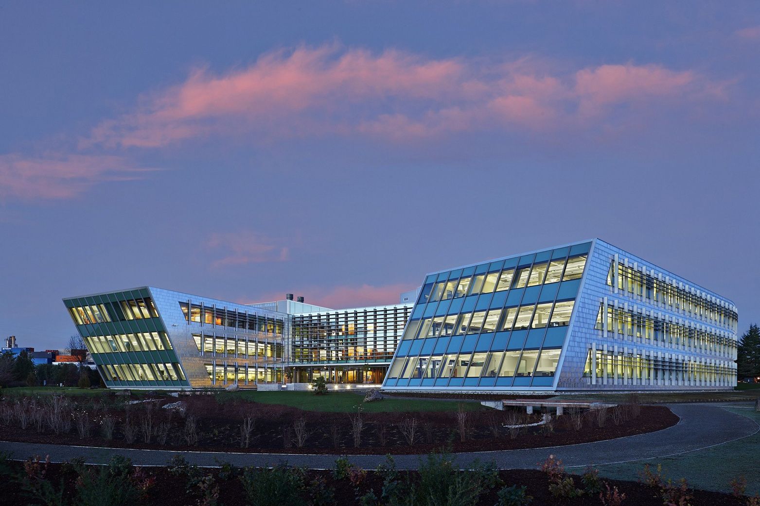 Federal Center South Building 1202 - Exterior at Night - modlar.com