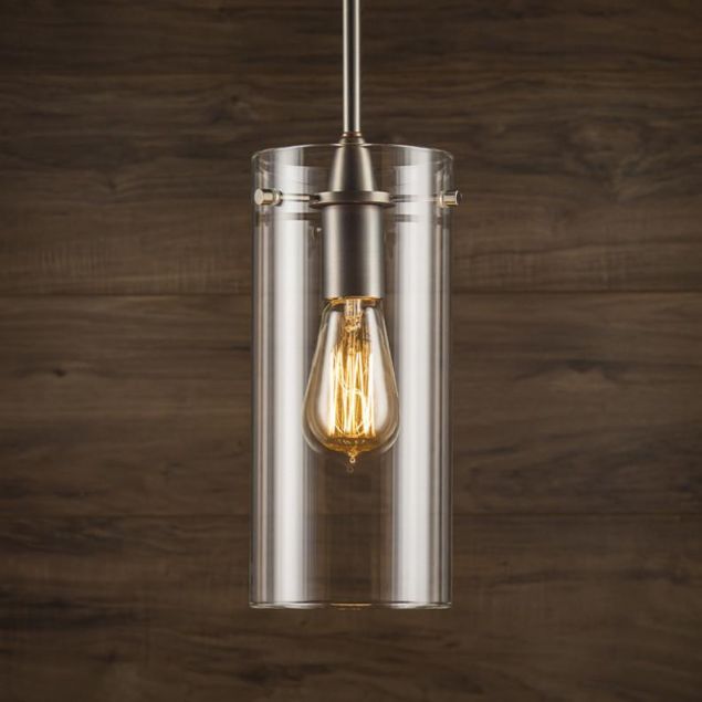 Effimero Large Stem Hung Pendant Lamp with Clear Glass Cylinder ...
