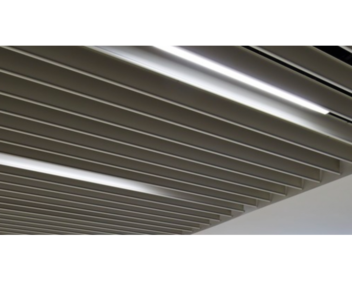 Rockfon® Intaline™ Round Base Metal Baffle Ceilings - modlar.com