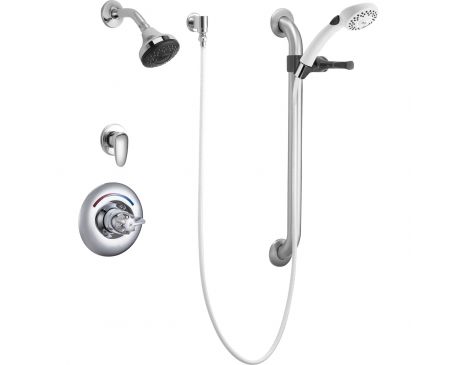 Universal Dual Shower Trim, Diverter, Hand Shower, and Grab Bar ...