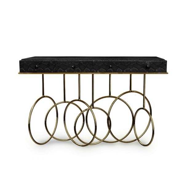 Burlesque Leather Console Table with Drawers - modlar.com