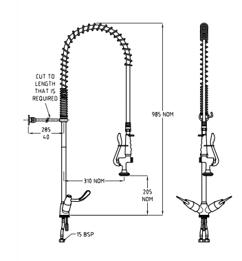 TF84HCS Ezy-Wash Pre Rinse Food Service Tap by Galvin Engineering ...